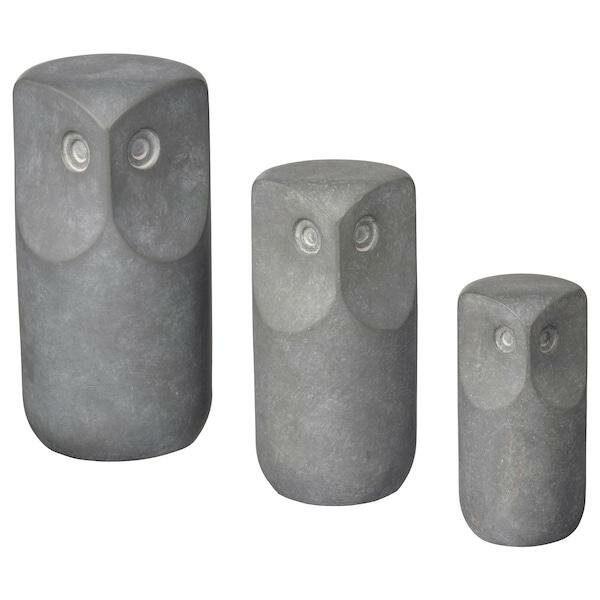 TONAD IKEA 304.598.17 Комплект украшений 3 шт. сова / серый
