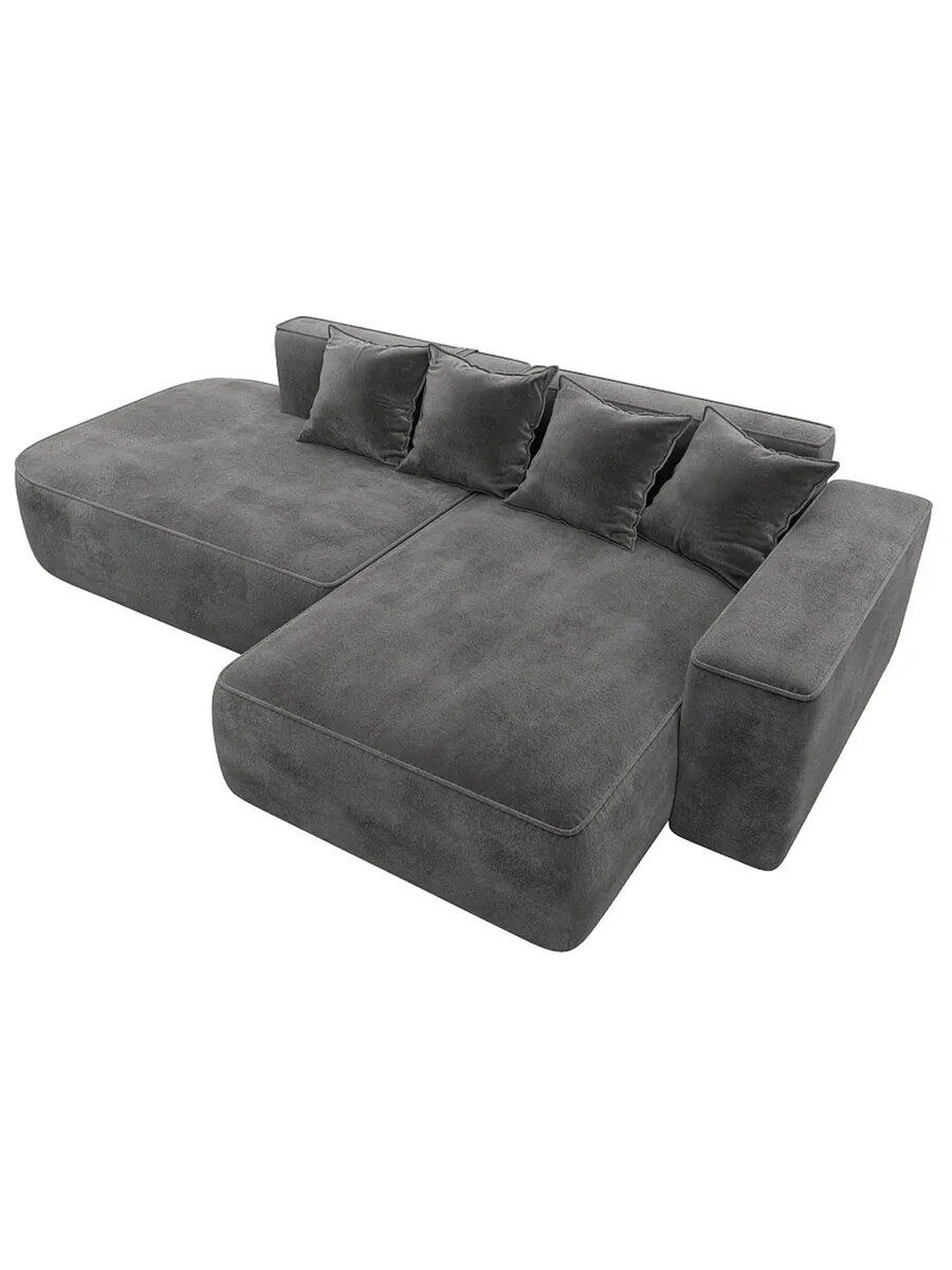 Диван угловой Софт со спальным местом 135х202 см, с ящиком для белья, угол справа, велюр