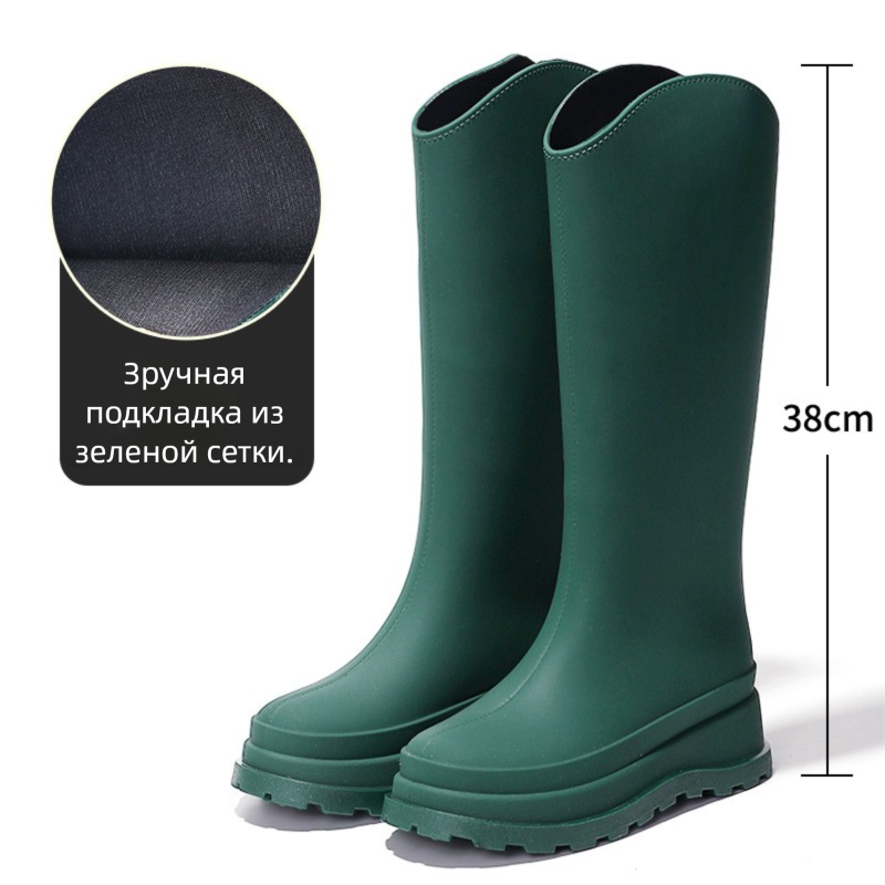 Новые высокие сапоги для женщин, модная одежда для отдыха на открытом воздухе, плоские, водонепроницаемые, нескользящие, в японском стиле, длинные резиновые сапоги-трубы для женщин