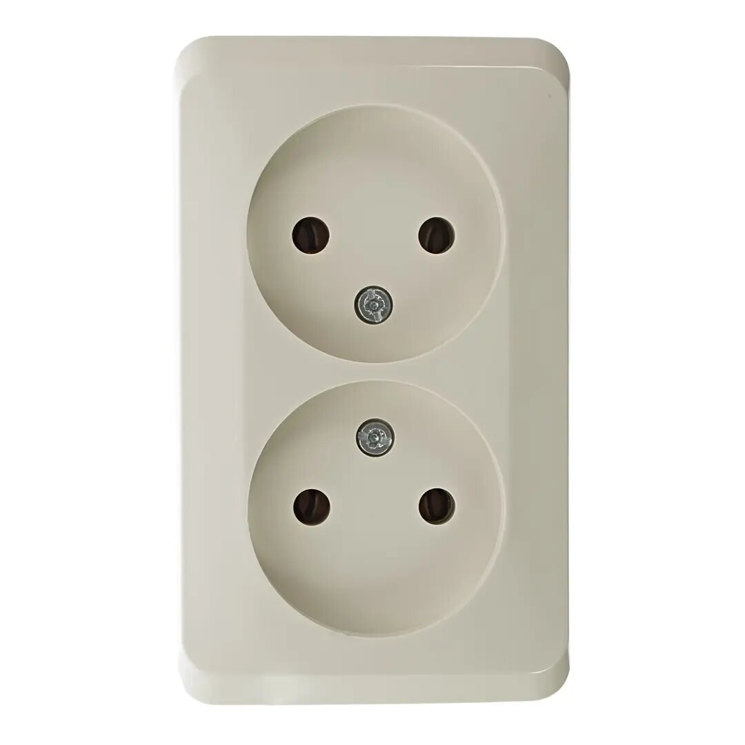 Розетка двойная накладная Schneider Electric Этюд без заземления, цвет кремовый