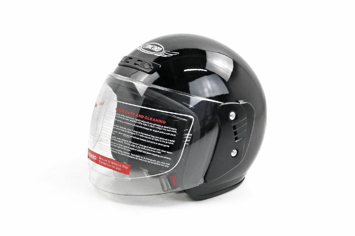 Шлем CONCORD открытый XZH03 чёрный глянцевый одноцветный "S, M, L, XL, XXL"