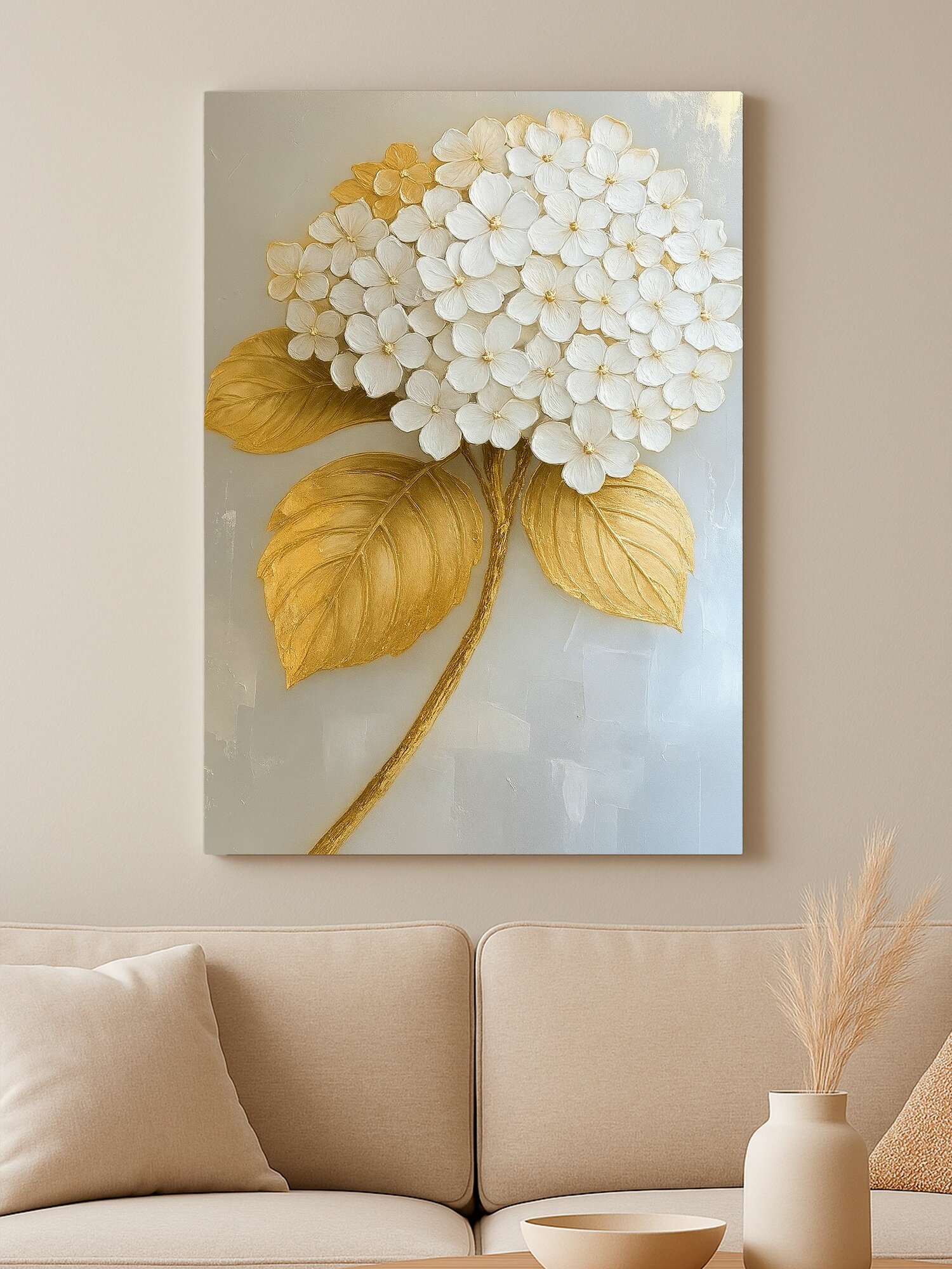 Картина для интерьера на холсте "Гортензия" 60х100 см