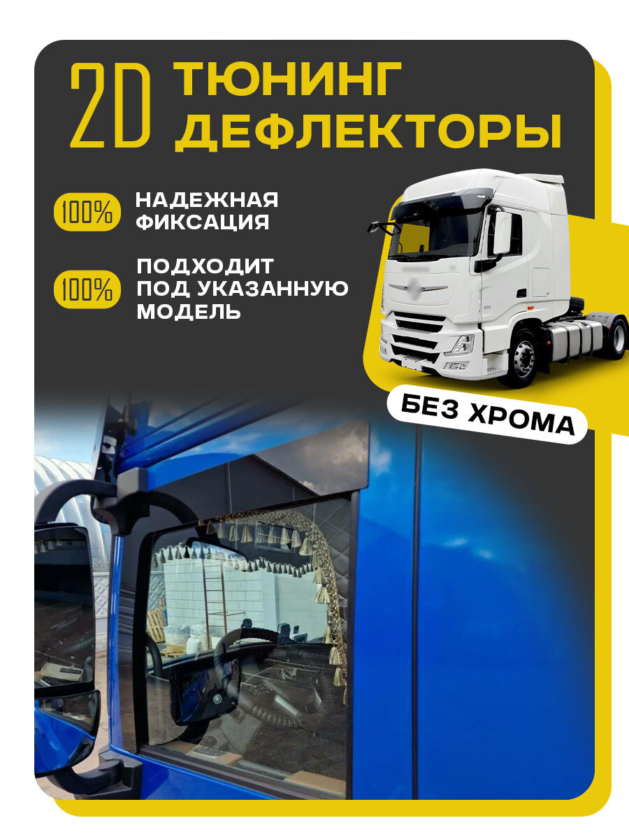 Плоские тюнинг дефлекторы для Dongfeng DFH4180 GX 4x2 (2023-н. в) / Ветровики 2d дефлекторы для Тягача Донг Фенг. Комплект 2 шт.