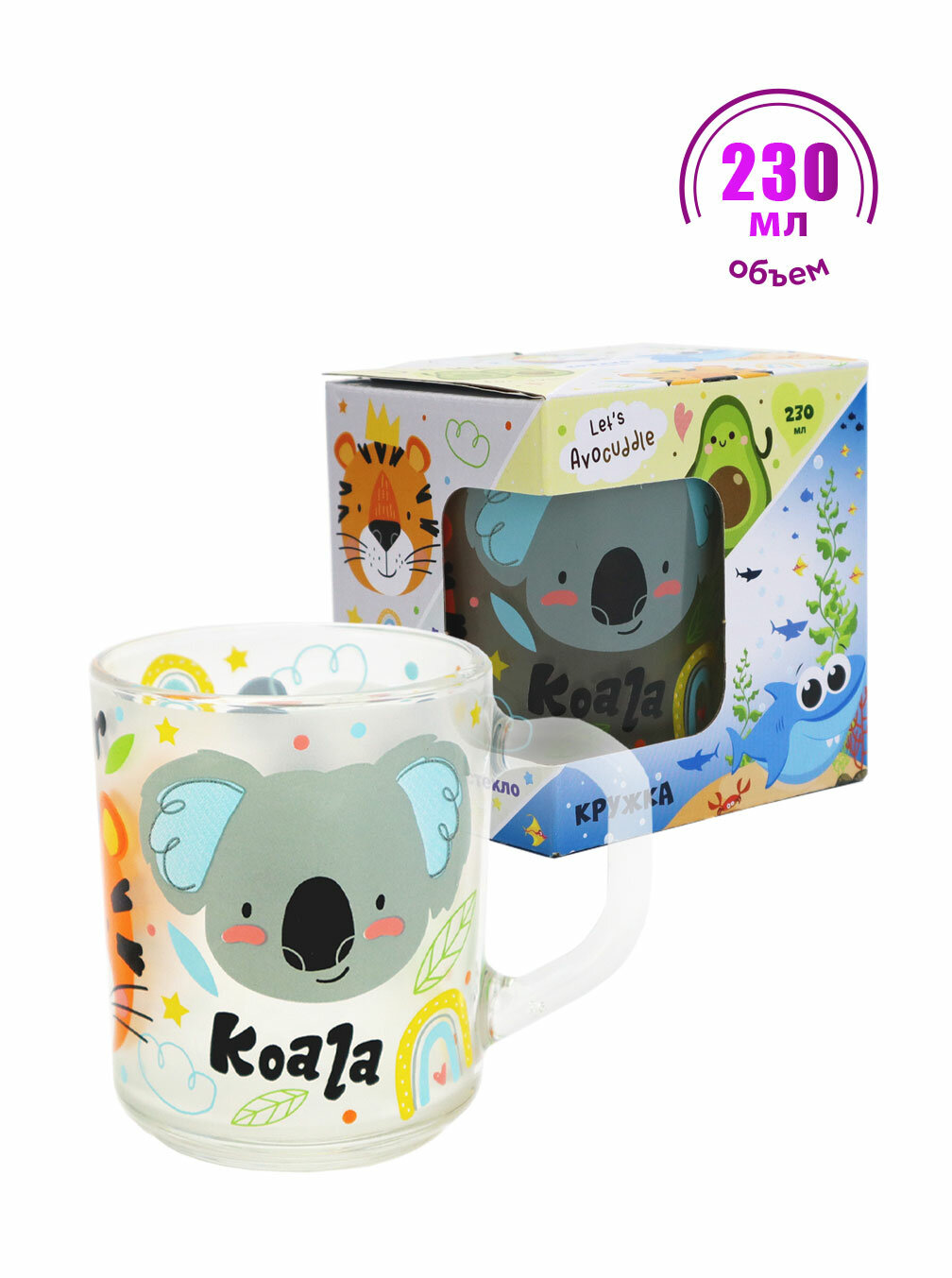 Кружка "Животные Африки" (в подарочной упаковке), 230 мл, стекло