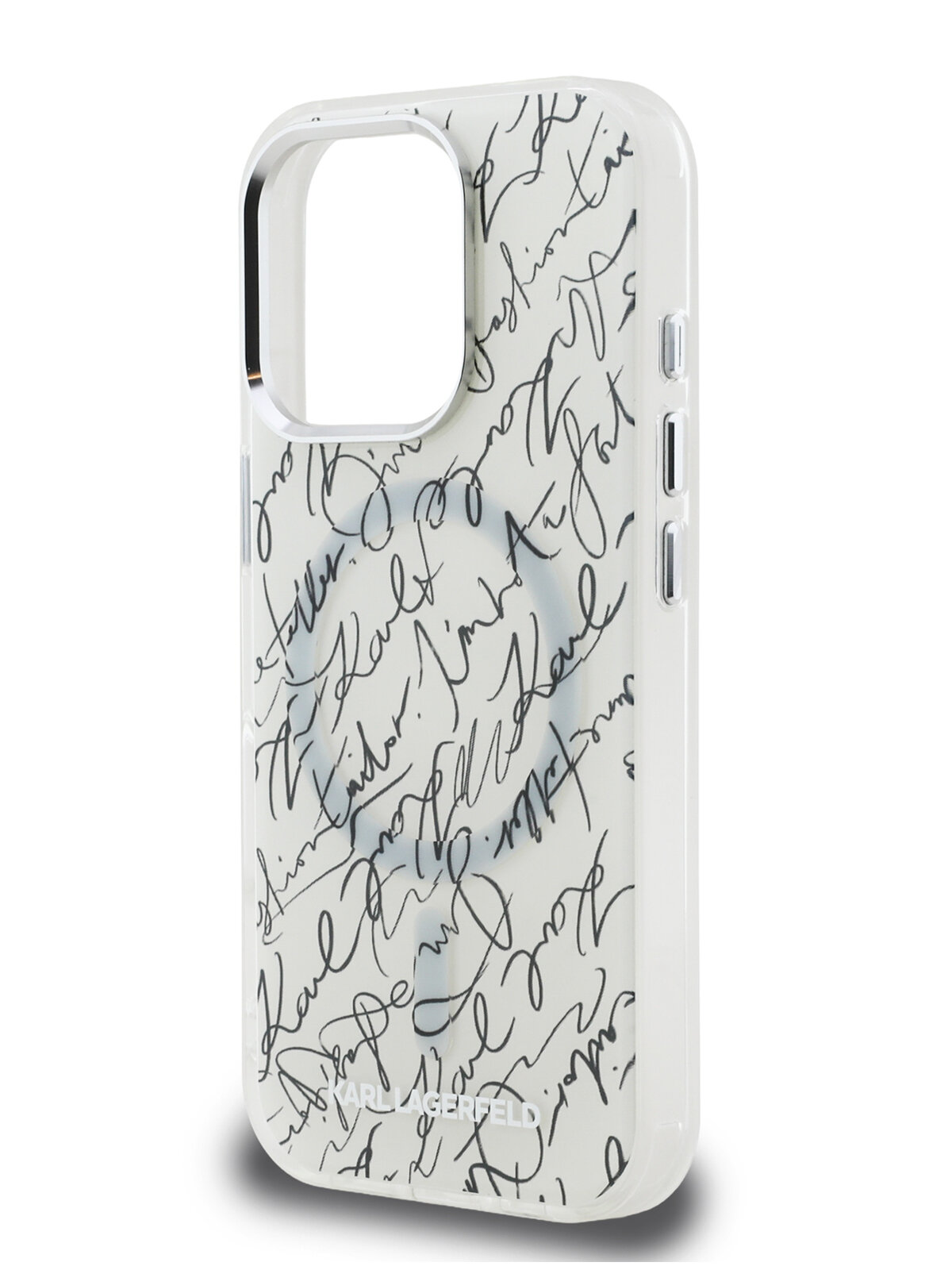 Чехол Karl Lagerfeld для iPhone 16 Pro с магнитами MagSafe, с принтом IML, белый