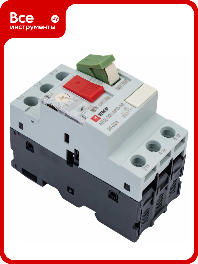 Мотор-автомат EKF 24-32А АПД32-32 управление кнопками, винтовые зажимы apd2-24-32, 32 А