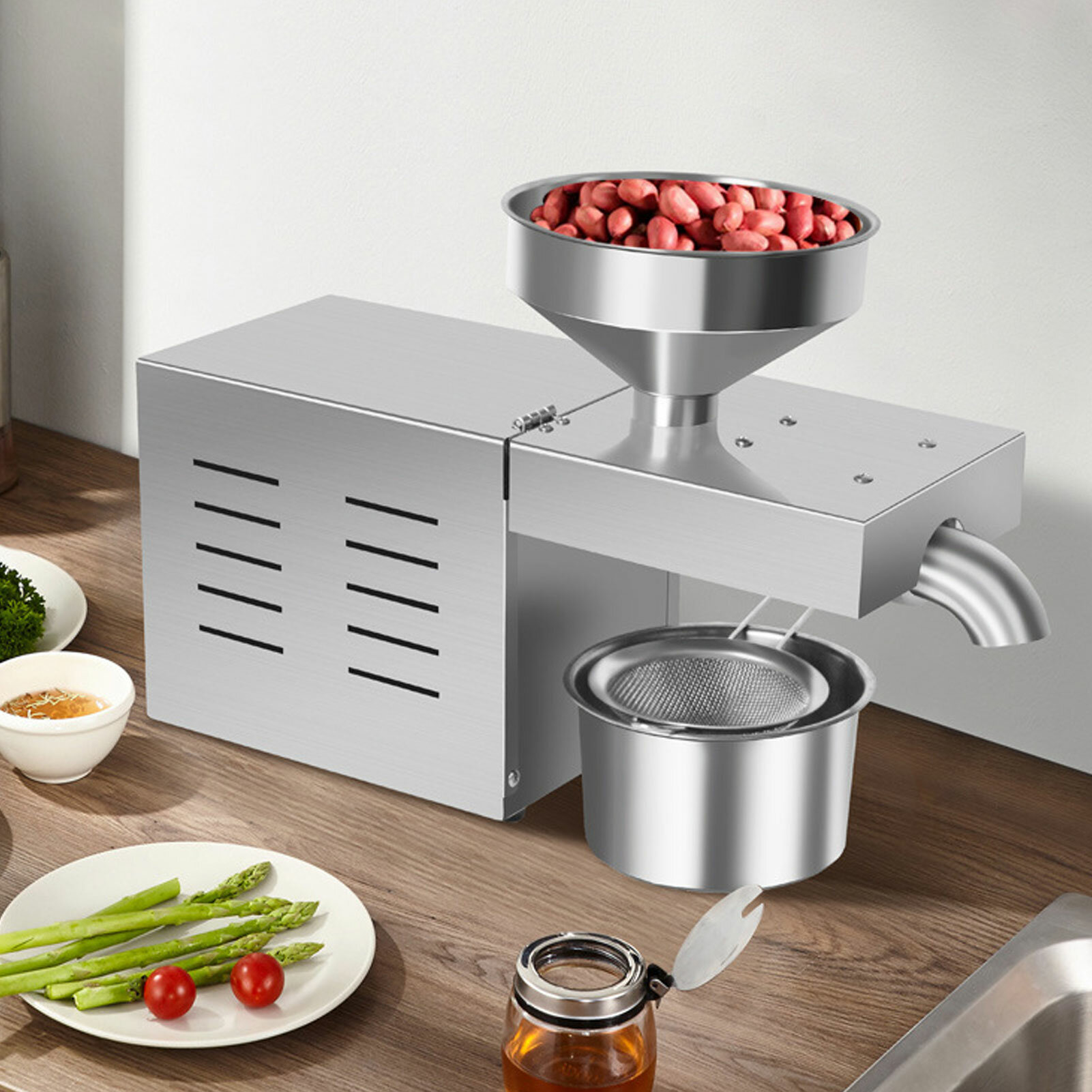 Маслопресс, от 500 до 1500 Вт, автоматический нагрев, высокая производительность, маслопресс из нержавеющей стали, экстрактор, вилка европейского стандарта, 220 В