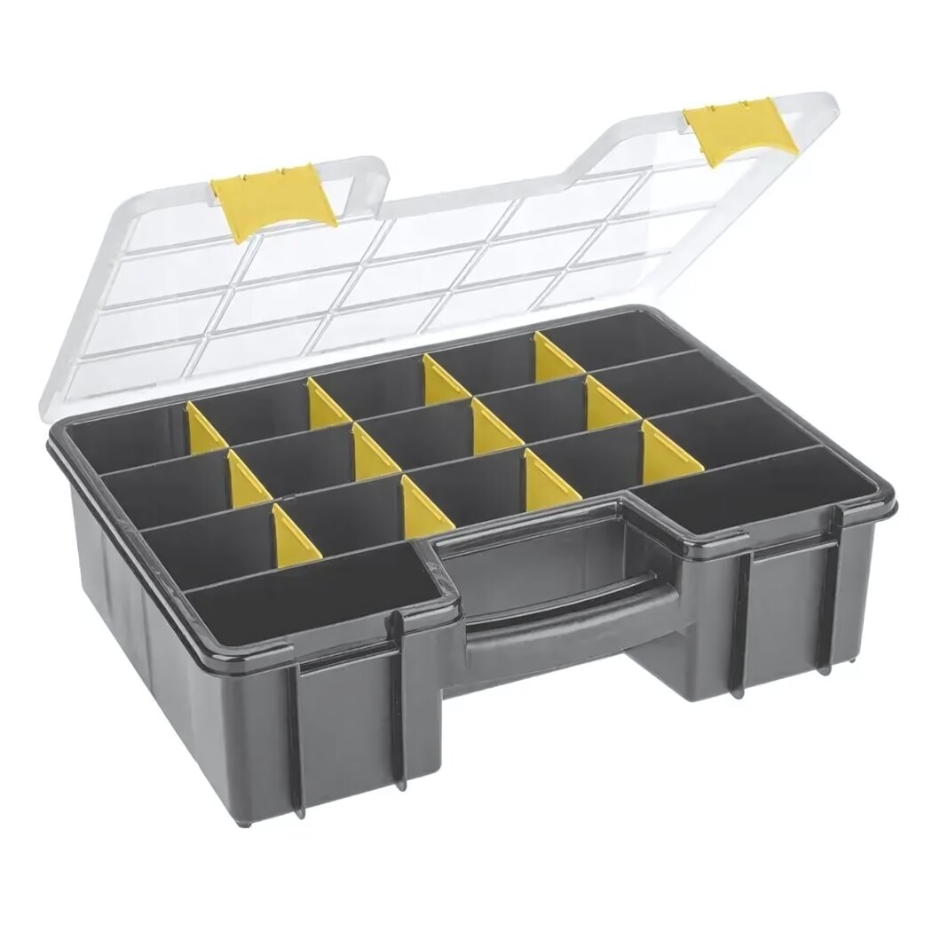 Органайзер для инструментов «WORKER» 390х110 мм, пластик, серый цвет, прозрачная крышка