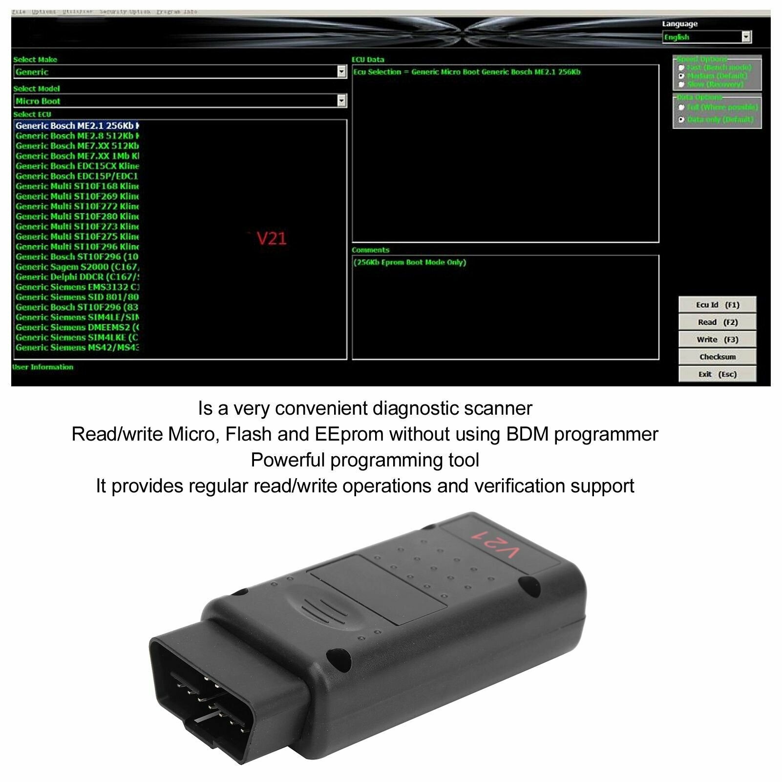 Интерфейс автоматической настройки чипа ЭБУ OBD2 с USB-кабелем для передачи данных, компакт-диск, портативный диагностический сканер