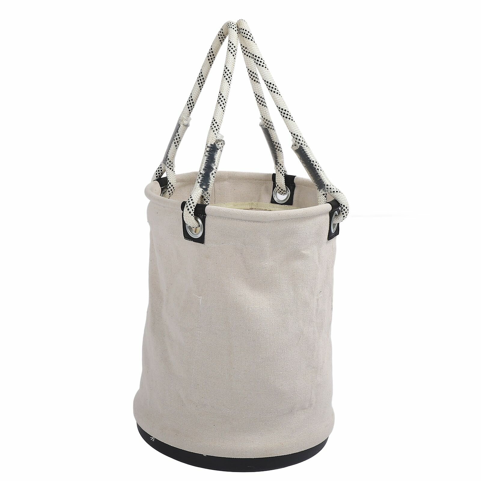 Канвасовое ведро 40x30см с нагрузкой до 30 кг, с пластиковым дном, гвоздями и болтами для инструментов белого цвета