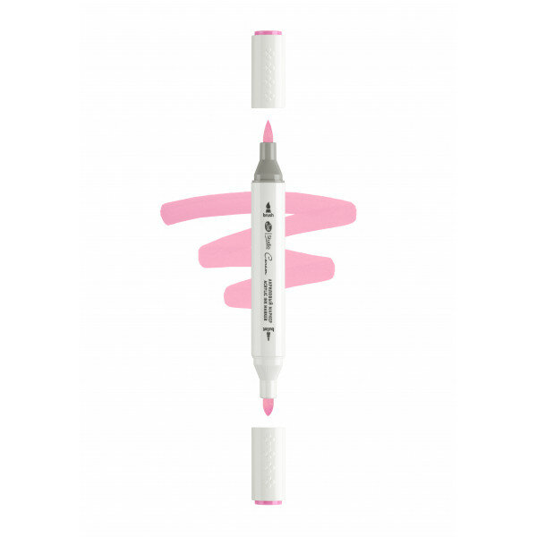 Маркер акриловый двусторонний "Сонет", перо кисть/пуля, розовый