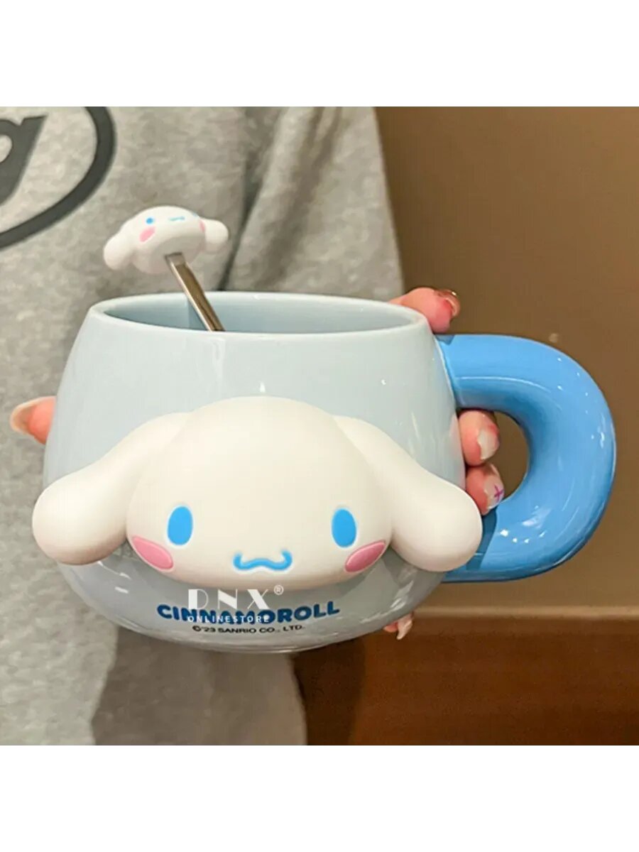Керамическая чашка Sanrio, кофейная чашка Cinnamoroll, с ложкой, 500 мл