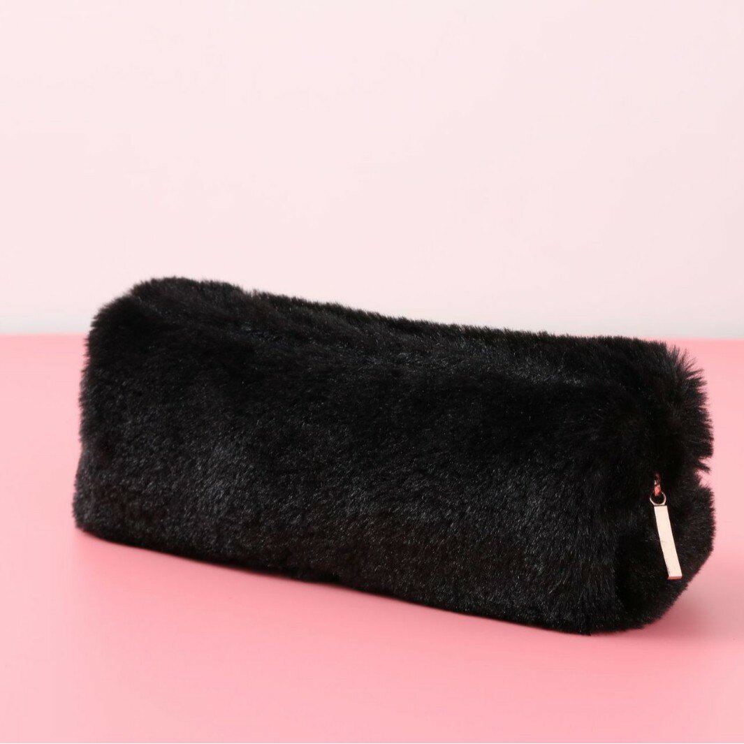 Пенал-сумка "Ins", плюшевый, восьмиугольный, черный