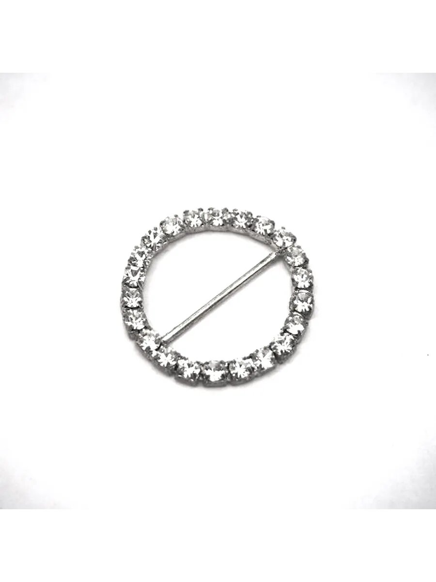 Круглая пряжка со стразами 27 мм, 1 шт