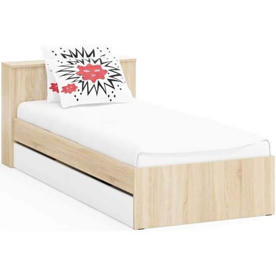 Кровать с ящиками Рвк Ксения 900 односпальная цвет дуб сонома/белый