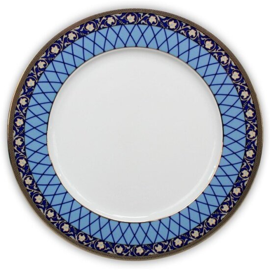 Тарелка Thun 1794 "Cairo", декор "Сетка на синем, отводка платина", 25 см. (КАР0018)