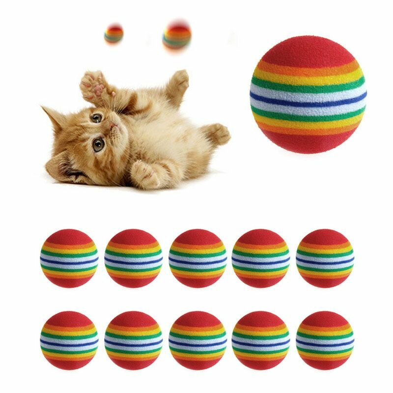 10шт Разноцветные шарики игрушки для кошек, собак, животных