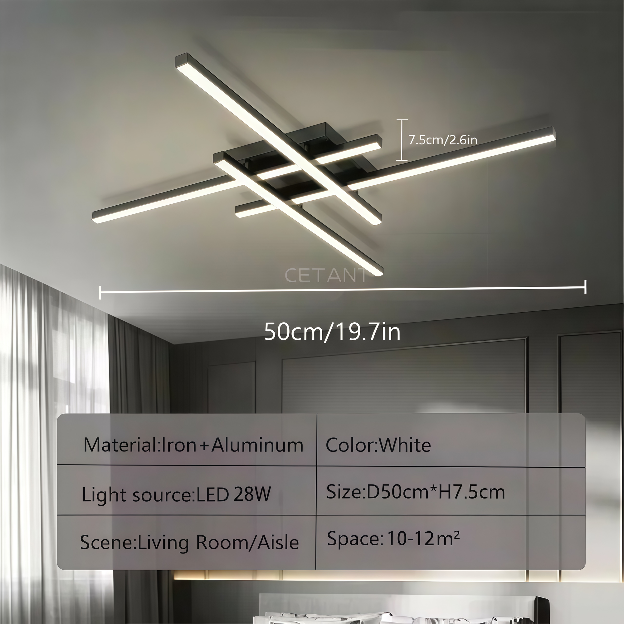 Светильник DARHYN, потолочный, LED, черный, современный стиль