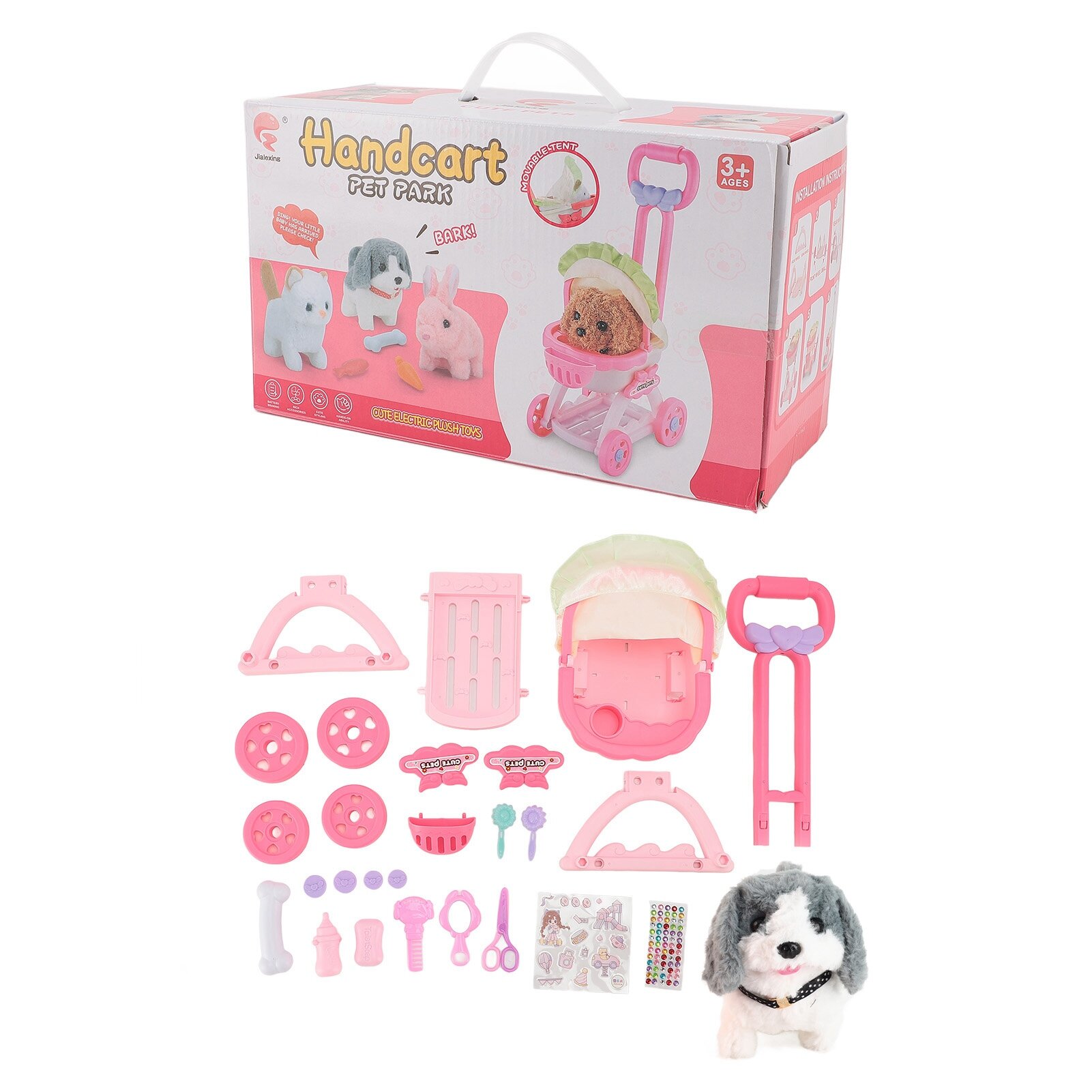 Коляска для кукол-питомцев, большая тележка для игрушек, развивающая игрушка для ролевых игр, собак, для мальчиков и девочек, для детей, щенок хаски