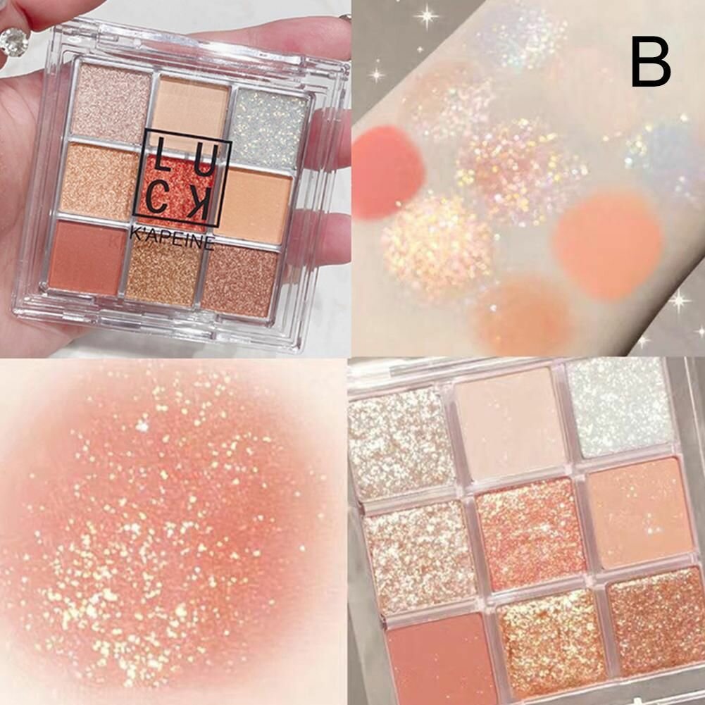 9-цветная водостойкая и стойкая палитра матовых теней для век с блестками