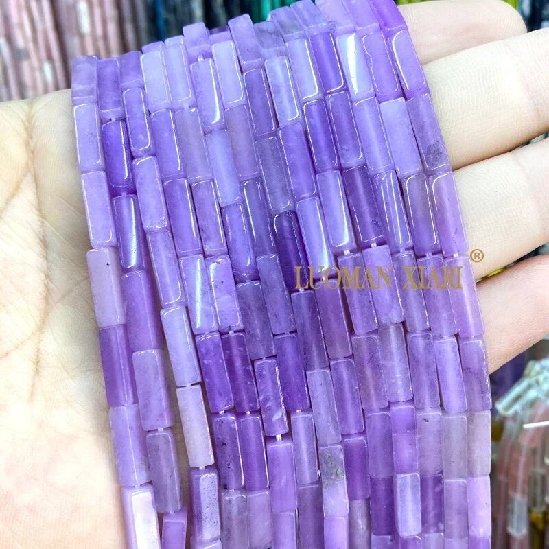 Натуральные бусины халцедон LUOMAN XIARI светлая лаванда 4x13 мм Фиолетовый, 4x13mm 13-14pcs, purple chalcedony