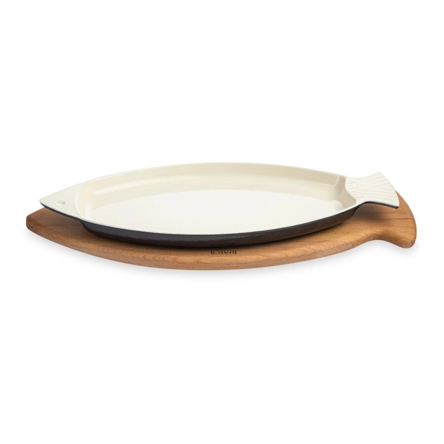 Форма для запекания рыбы и морепродуктов на подставке LAVA 20х32 см, 1,1 л, чугун, темно-синяя