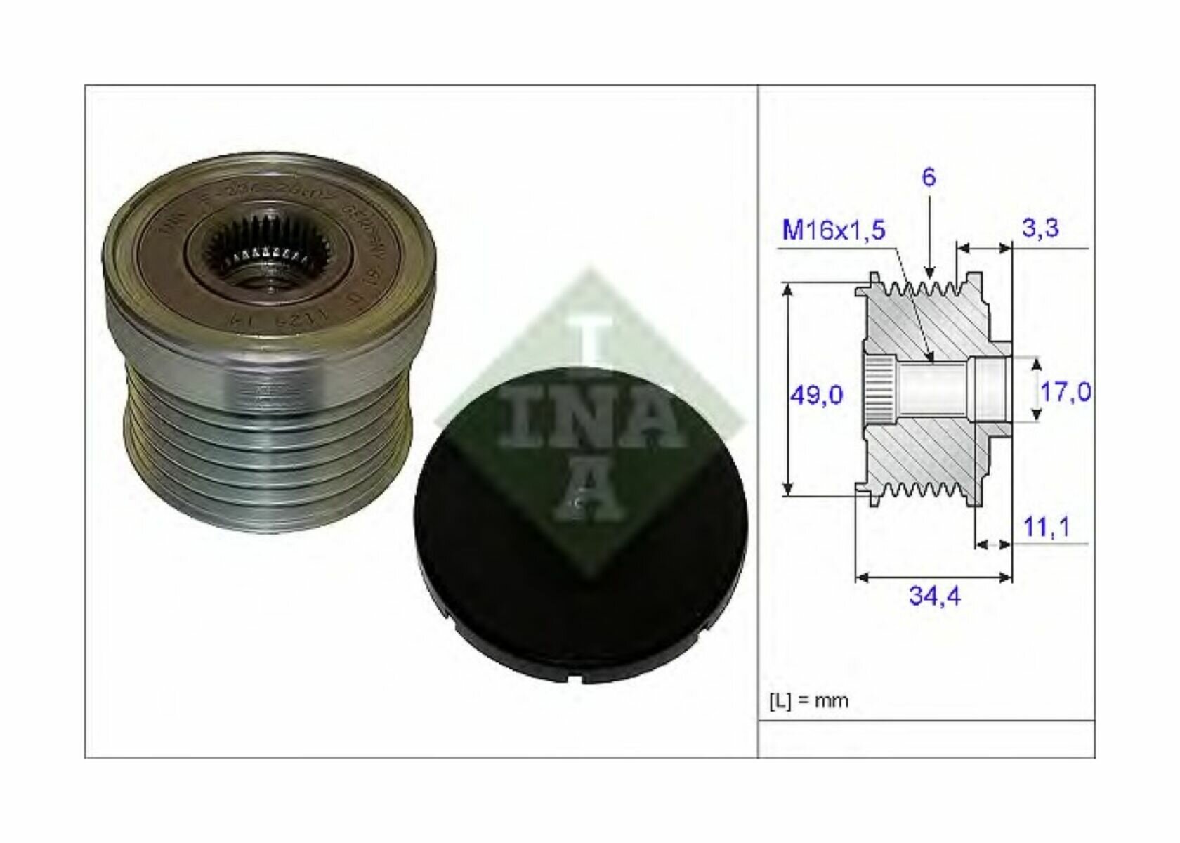 Обгонная Муфта Генератора Bmw E81, E87, E90, E91, E60, X1, X3(E83), X5(E70)(Ina 535 0183 10)