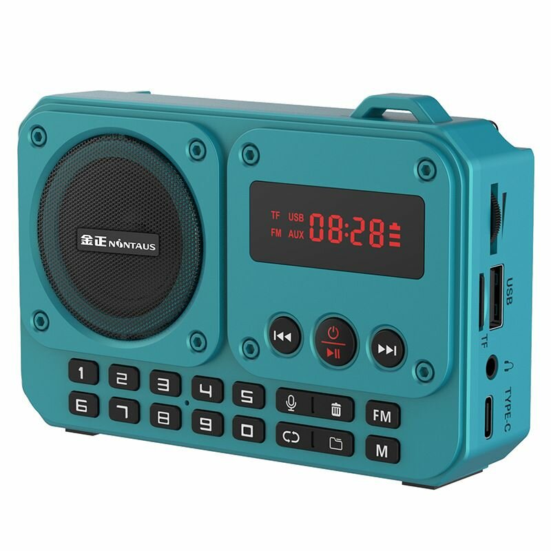 Мини-портативное многофункциональное FM-радио с возможностями Bluetooth-динамика, диктофона, с переключением папок на дисплее с LED-индикацией и поддержкой воспроизведения с TF-карты и USB-накопителя