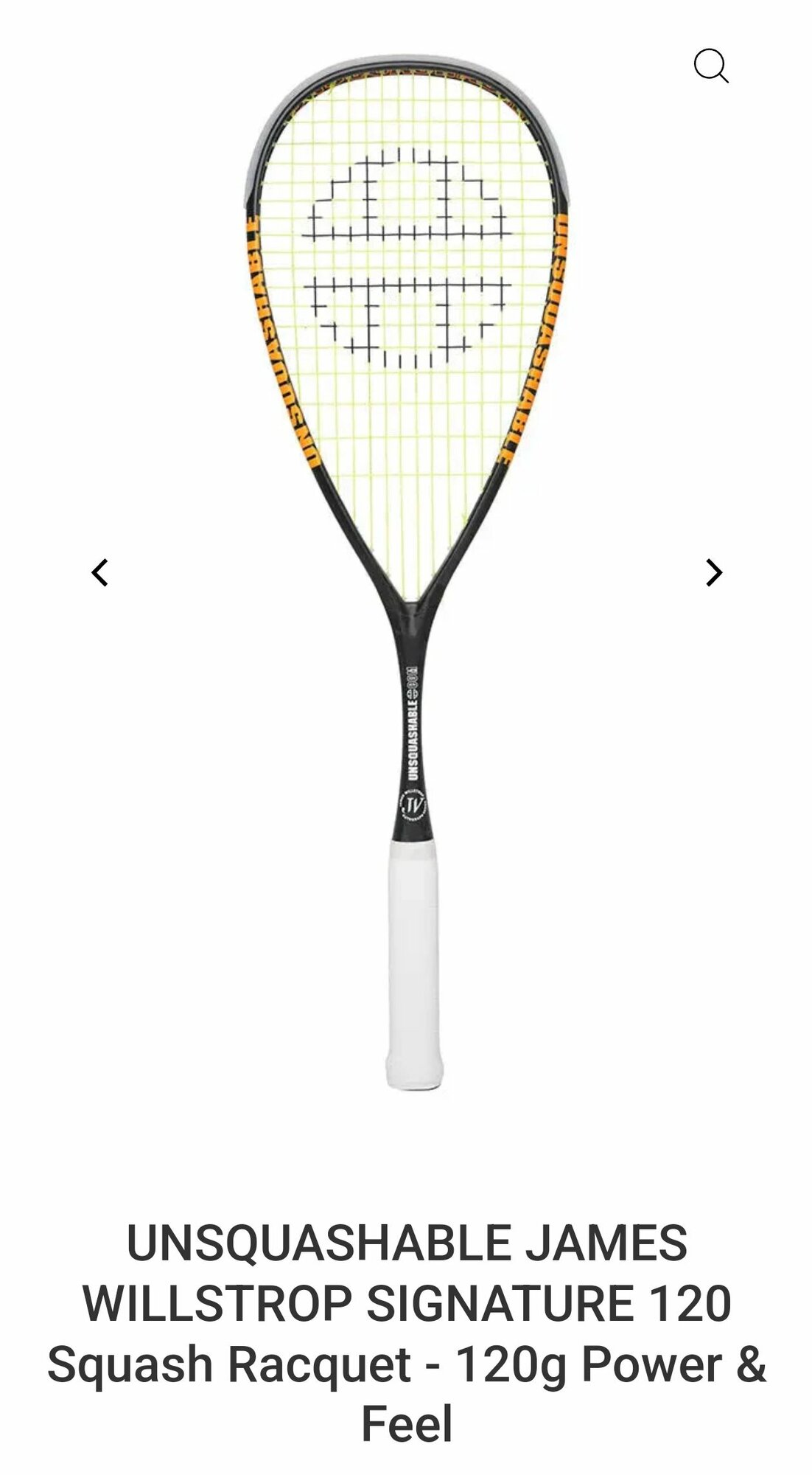 Ракетка для сквоша UNSQUASHABLE, JAMES WILLSTROP SIGNATURE, 120g Power & Feel