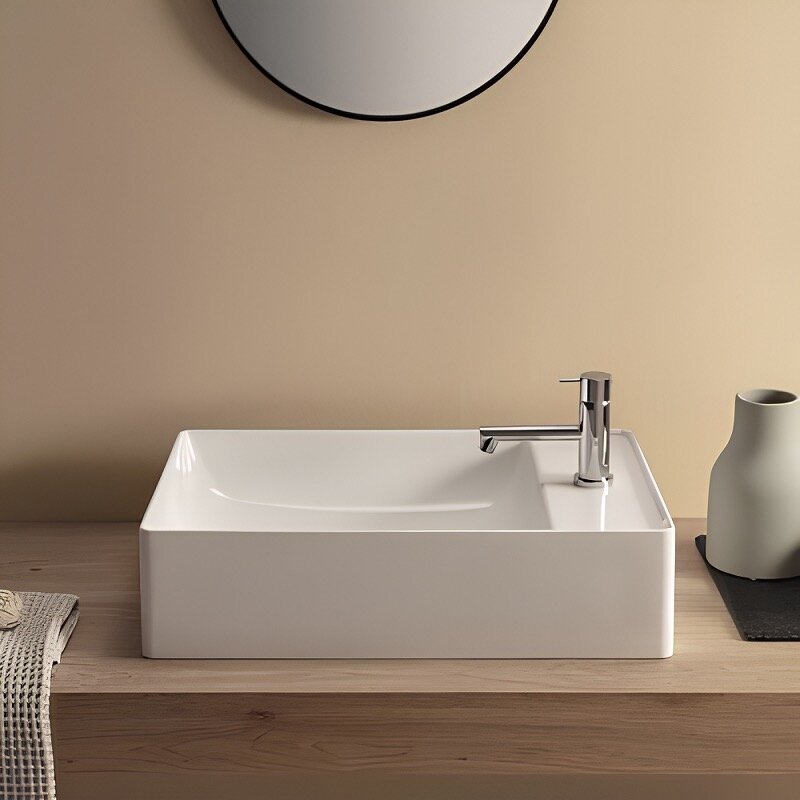 Раковина накладная Globo T-Edge TE055BI 55х35 см, белый глянцевый