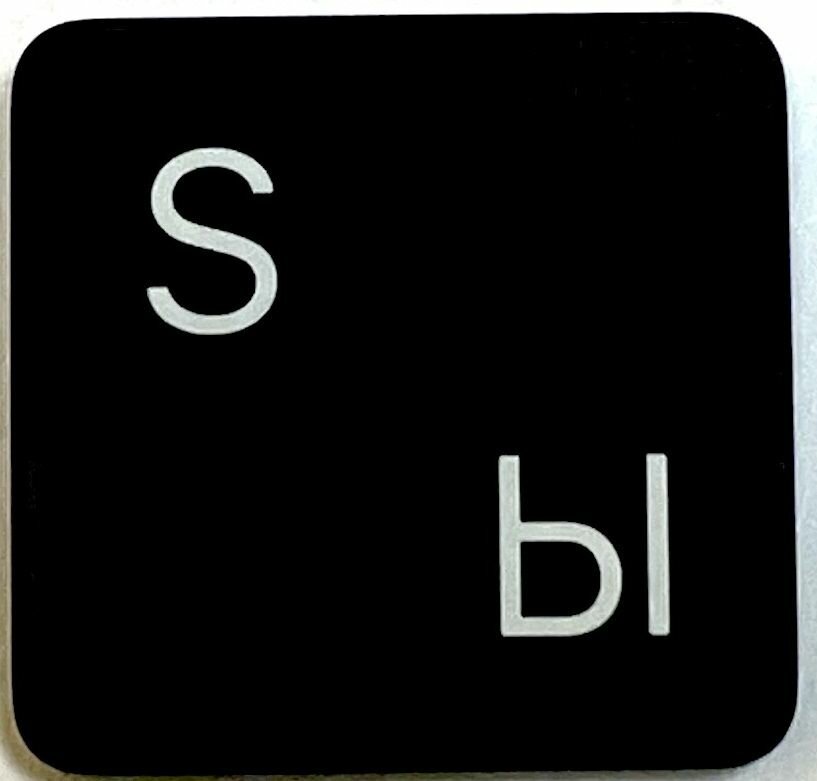 Клавиша, кнопка "S/Ы" для MacBook Air 13, 15 / MacBook Pro 13, 14, 16, M1 M2 M3 M4 M5 2020-2025, UK/US, Цвет: Черный