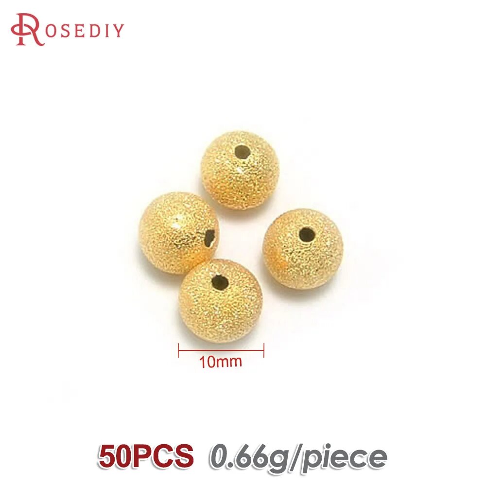 Матовые латунные бусины Rosediy 4 мм, 6 мм, 8 мм, 10 мм 10101-Gold Color