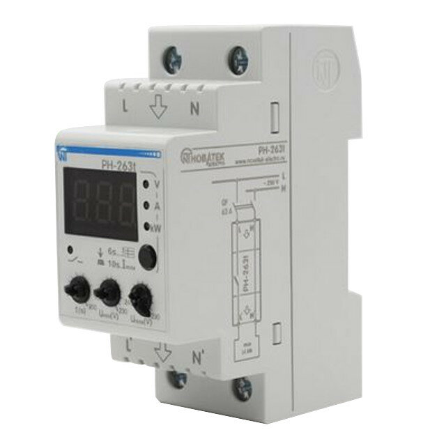Новатек-Электро РН-263Т реле напряжения 63А для мониторинга электросети и защиты сети