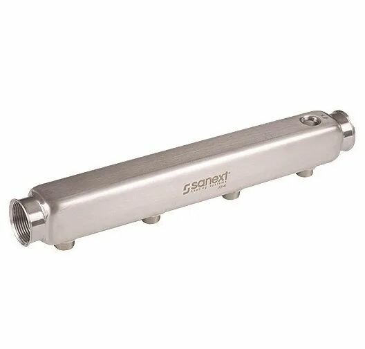 Коллектор этажный квадратный, нержавеющая сталь Ду 32, ВР 1" 2 контура НР 1/2" SANEXT (8562)