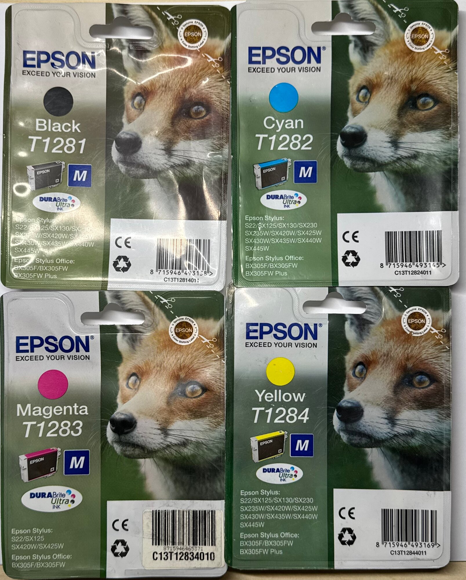 Комплект картриджей Epson T1285 для струйных принтеров, 4 картриджа в индивидуальной упаковке