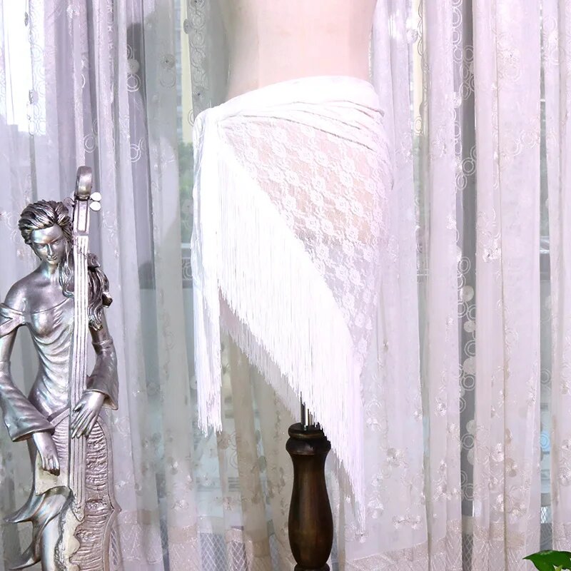 Женская кружевная шаль для фламенко CA14 Белый, CA18