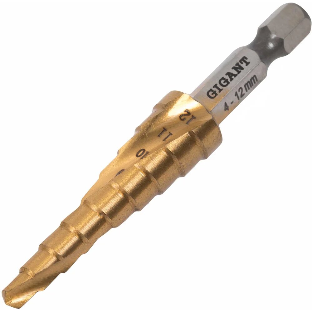 Сверло ступенчатое 4-12 мм, шаг 1. HSS, спиральный проф. Gigant GSD 11058