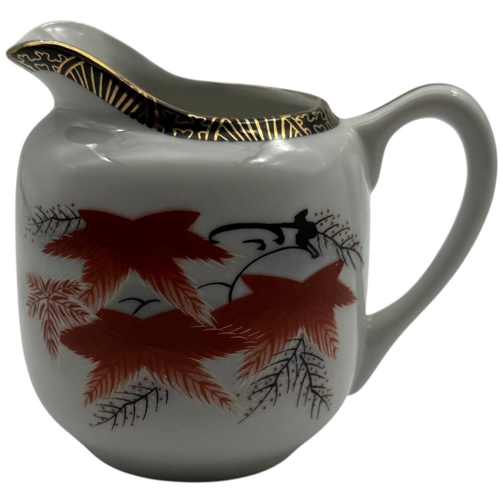 Сливочник "Кленовый лист", 180 мл, 1950-1960 гг, фарфор, позолота, роспись, Япония