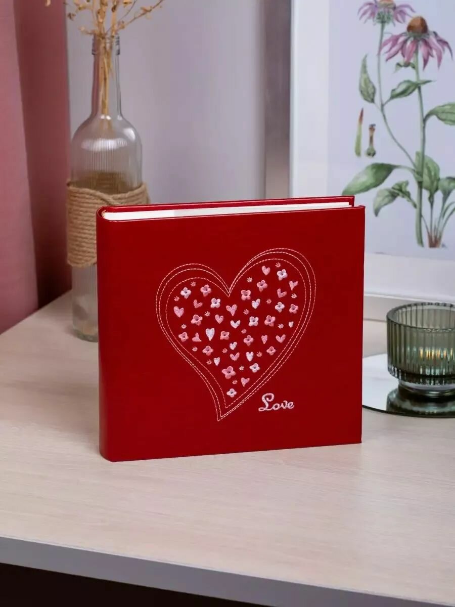 Фотоальбом семейный Image Art IA-BBM46200 серия 121, сердце, с кармашками, универсальный / Альбом для изображений 50 листов, 200 фото, 10х15