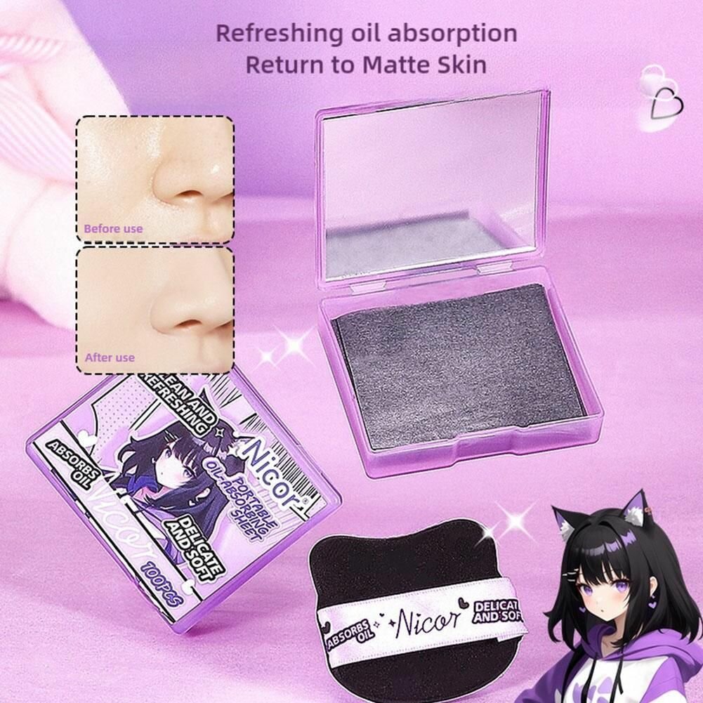 Матирующие салфетки для лица от жирного блеска со спонжем в футляре