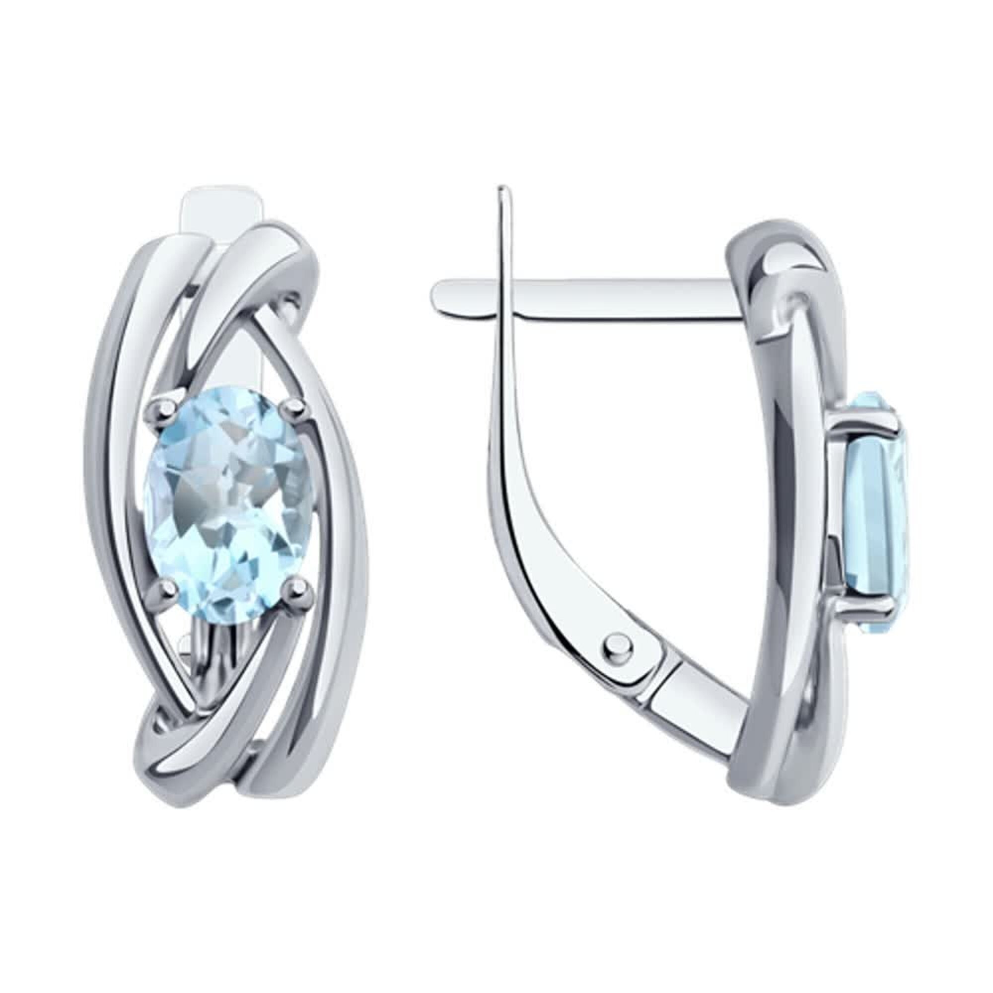 Серьги, серебро, 925 проба, родирование, топаз