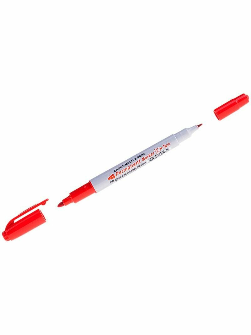 Маркер Crown Multi Marker Twin P-800W перманентный двухсторонний, пулевидный наконечник, 2/1 мм, красный {117933} 1 шт
