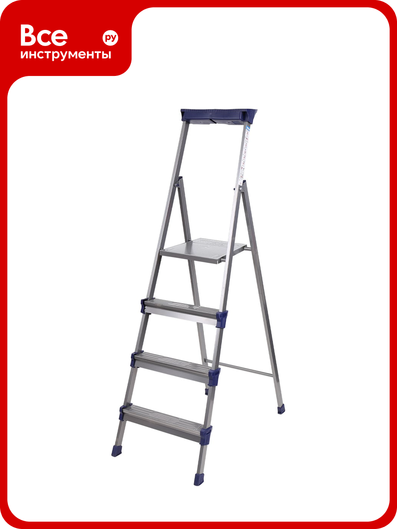 Стальная стремянка Nika СМ4, с противоскользящим рифлением, для инструментов