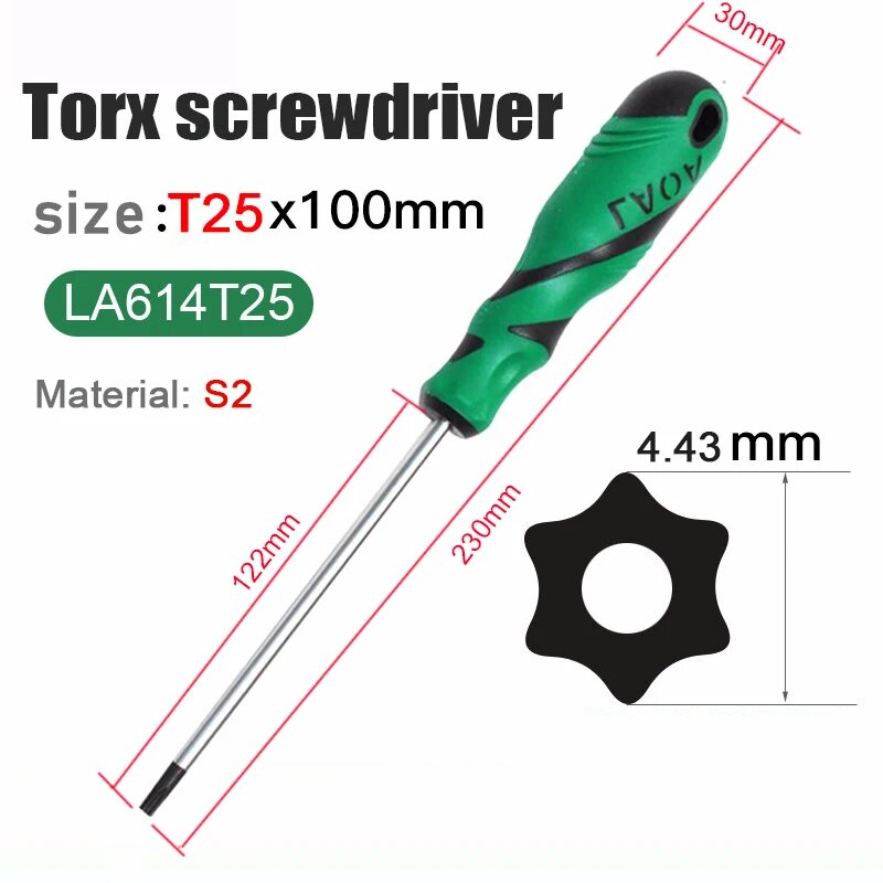 LAOA 1 шт. отвертка Torx S2 шестигранная отвертка из легированной стали со средним отверстием T6/T7/T8/T9/T10/T15/T20/T25/T30