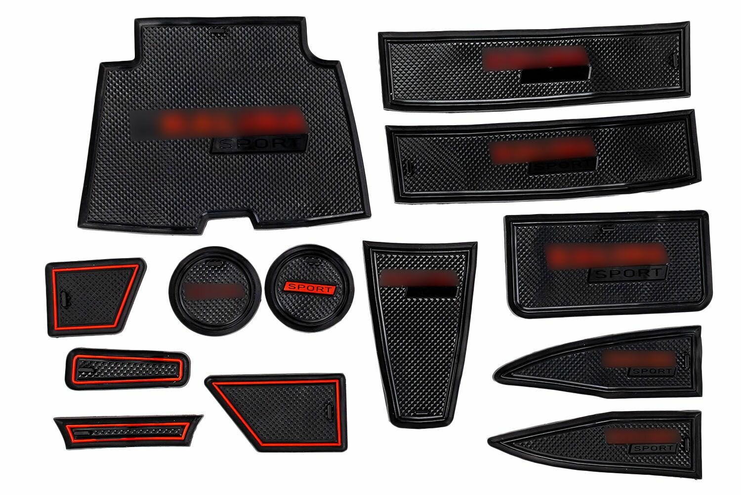 Комплект силиконовых черно-красных ковриков панели приборов и консоли для Лада Калина 2