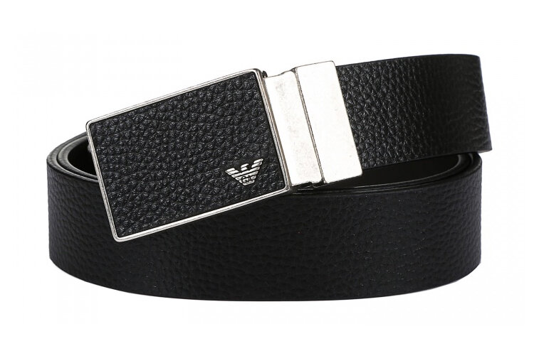 EMPORIO ARMANI Cow Leather Belts Men's Black Width 3.5 Cm null