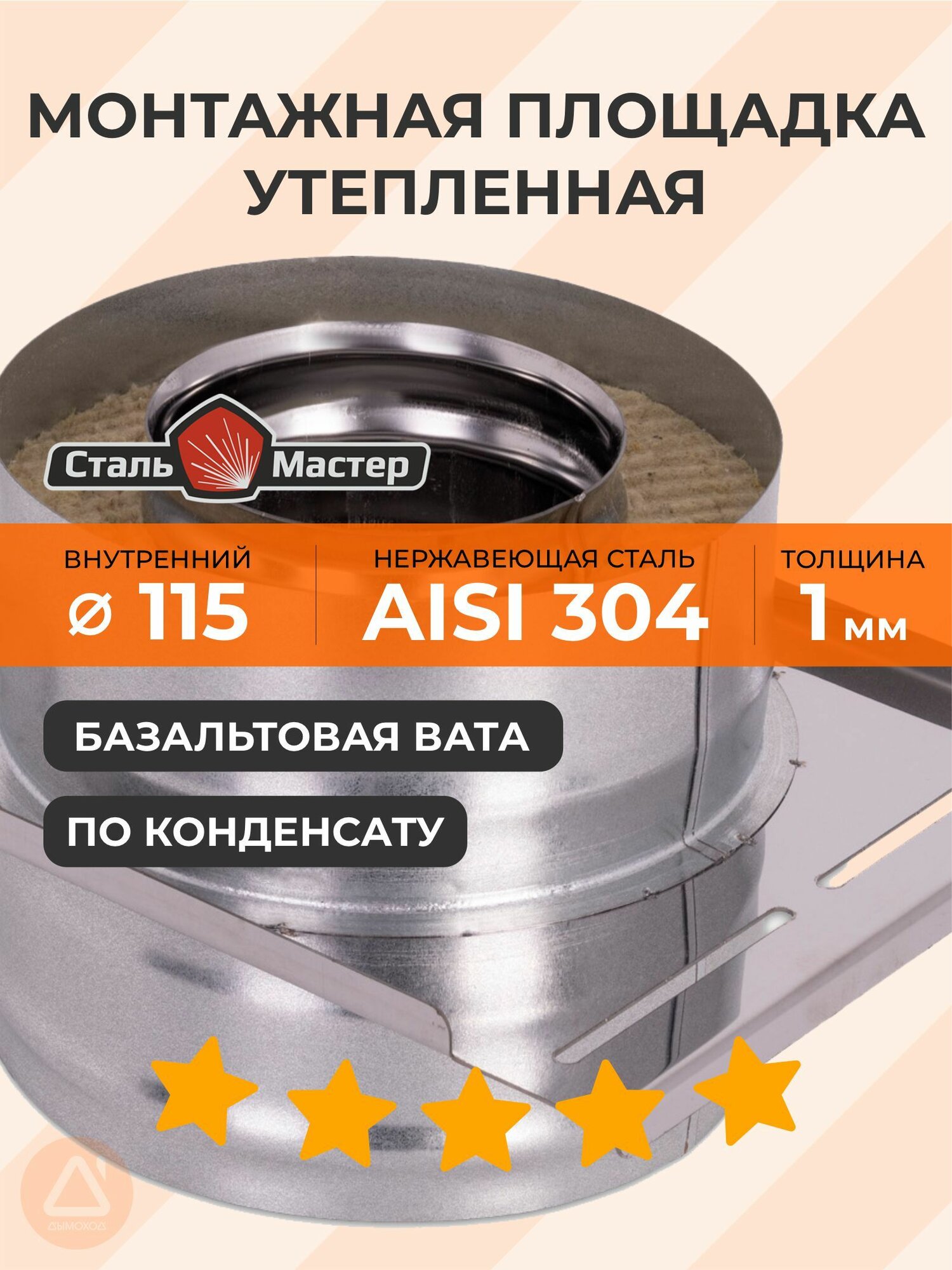 Монтажная площадка утепленная К 115 / 200 нерж 1 мм (AISI 304) / оцинковка