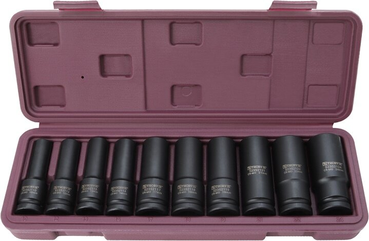 Набор торцевых ударных головок THORVIK S23S2110S 1/2"DR, 10-24 мм,10 пр
