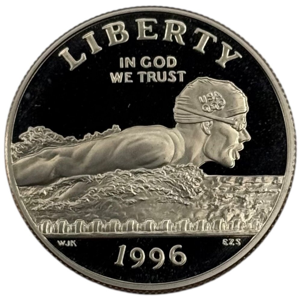 США 50 центов (1/2 доллара) 1996 г. (XXVI летние Олимпийские Игры, Атланта 1996 - Плавание) (S) (PP)