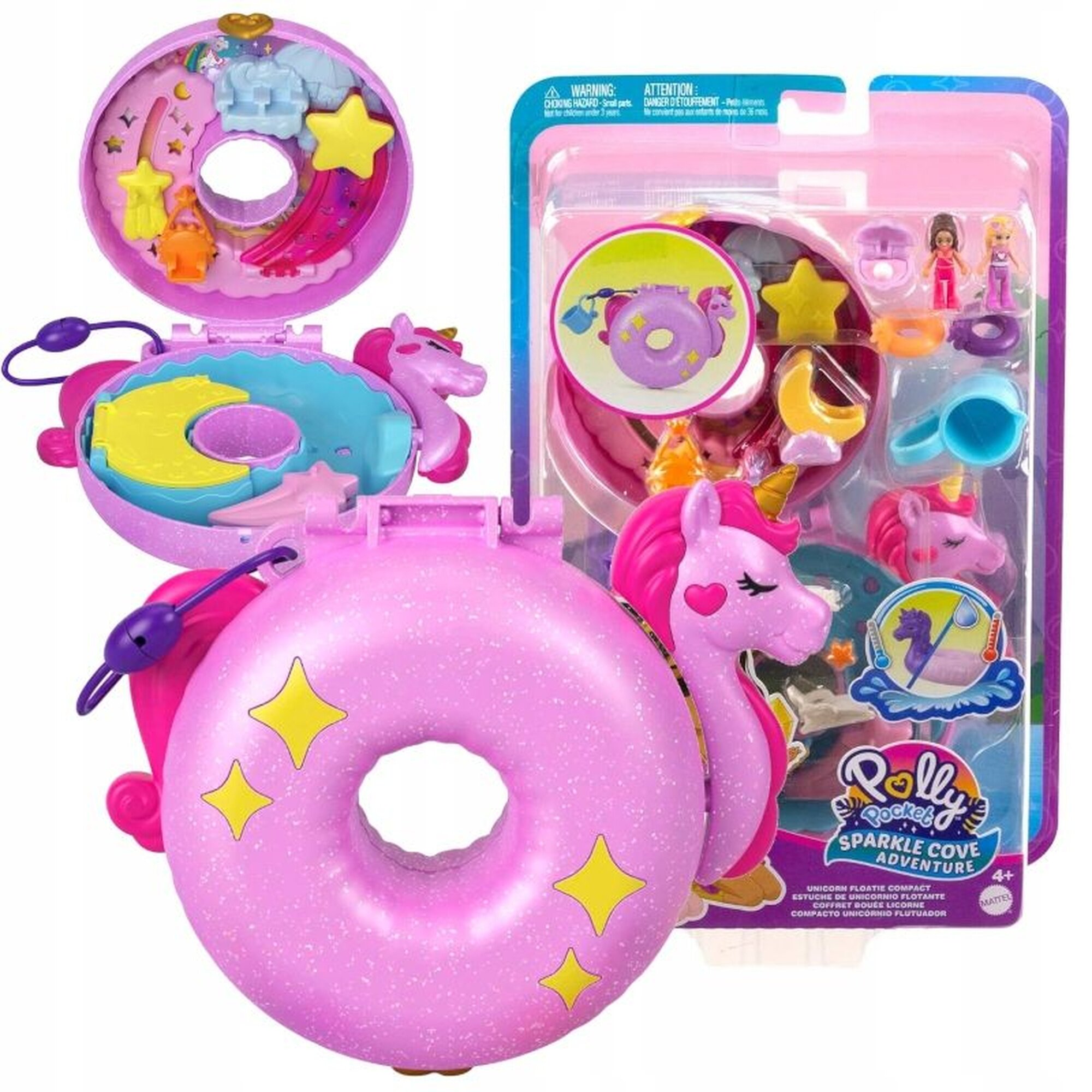 Фигурки Mattel Polly Pocket - Компактный игровой набор Полли Покет с куклами и аксессуарами - Бассейн Единорог HKV34